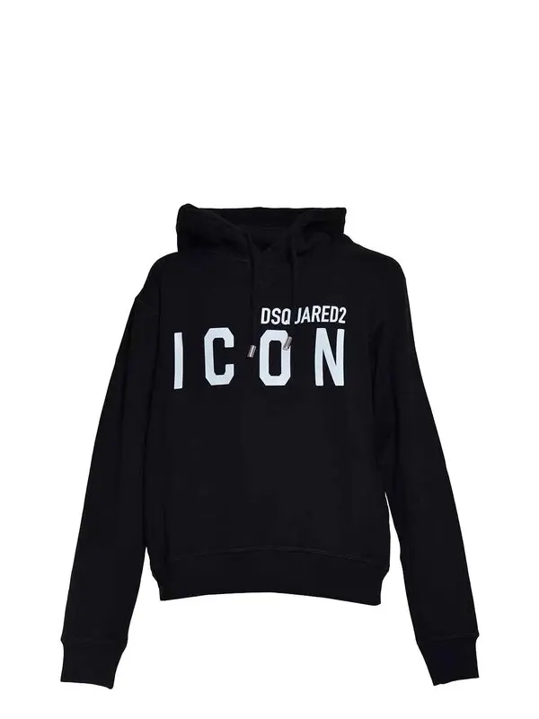 Dsquared2 Cotton Gauzed Sweatshirt With Icon Print - Nero/bianco