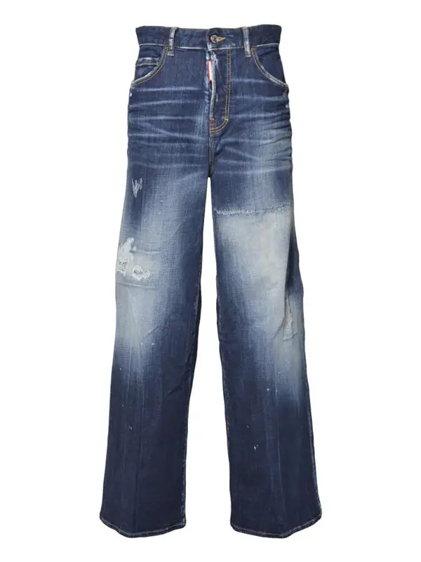 Dsquared2 Distressed Wide Leg Jeans - Denim