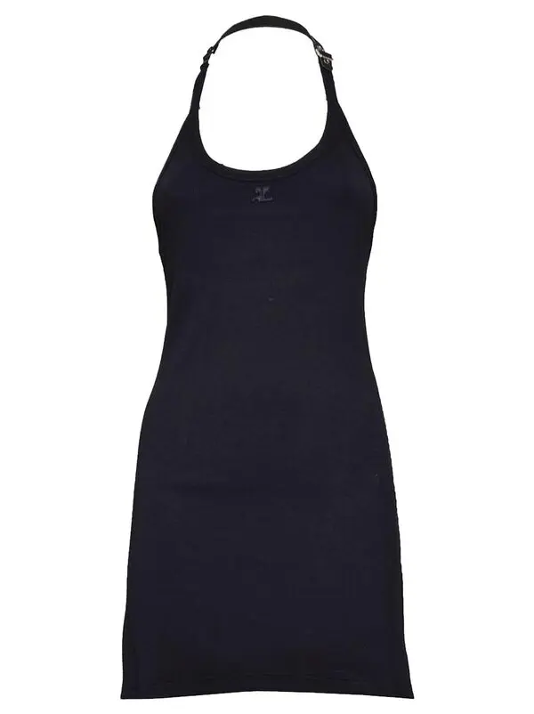 COURREGES Courrèges Halterneck Ribbed Mini Dress - Nero