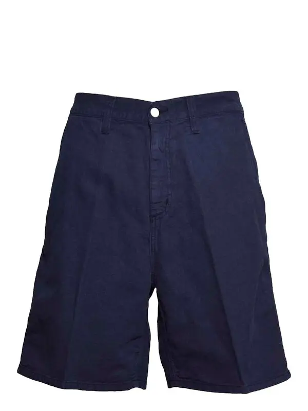 Carhartt Work In Progress Navy Blue Cotton Cargo Shorts - Blu Navy