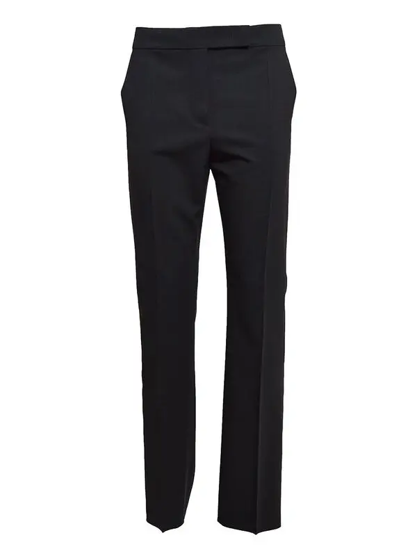 Max Mara Virgin Wool Satin And Mohair Trousers - Nero