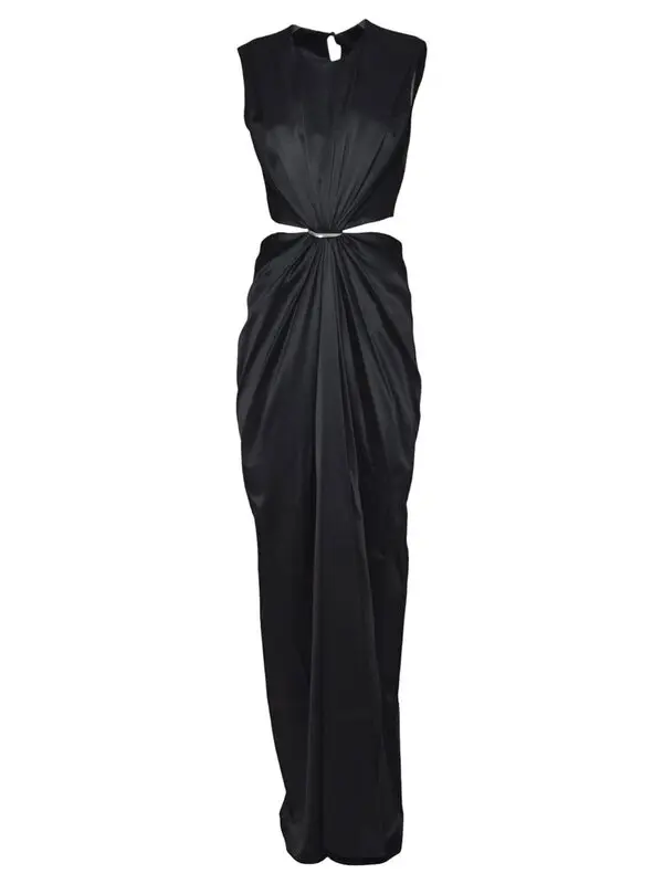 Max Mara Black Draped Cut Out Maxi Dress - Nero