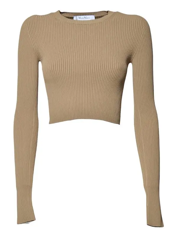 Max Mara Ribbed Cropped Sweater - Marrone