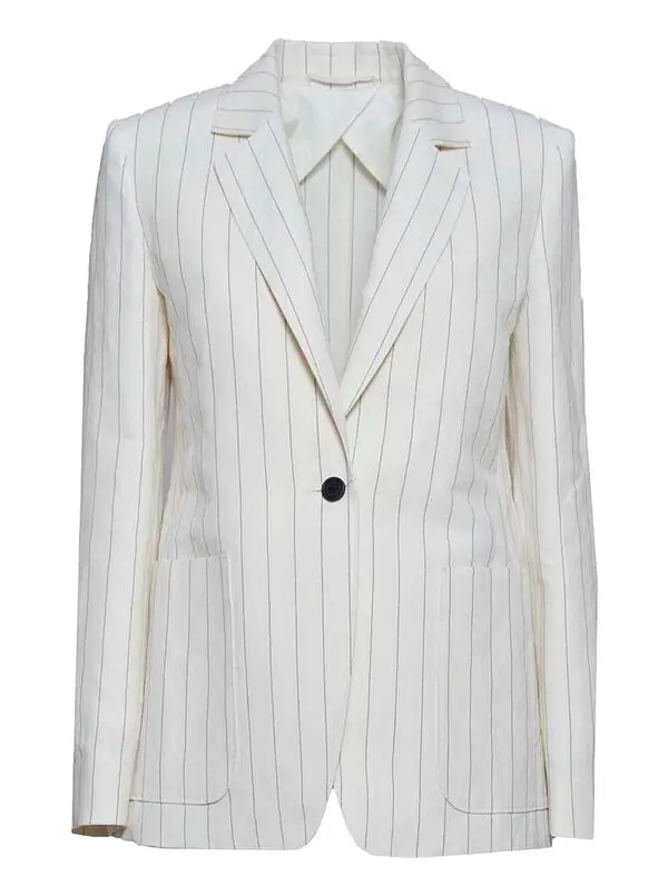 Max Mara Single Breasted Pinstripe Blazer - Bianco