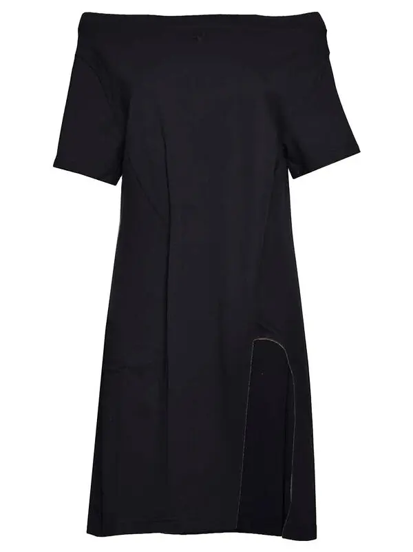 COURREGES Courrèges Off-the-shoulder T-shirt Dress With Slit Detail - Nero