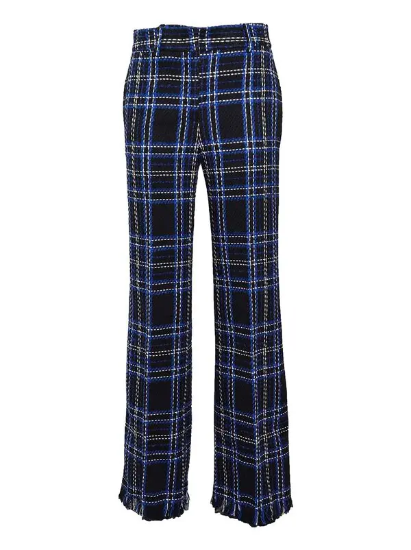 MSGM Plaid Wide Leg Trousers - Nero