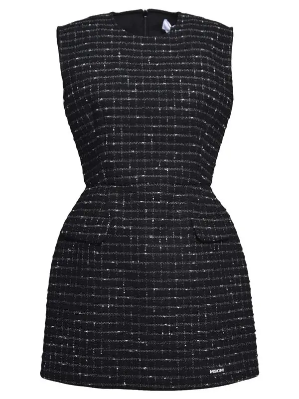 MSGM Sleeveless Checked Mini Dress - Nero