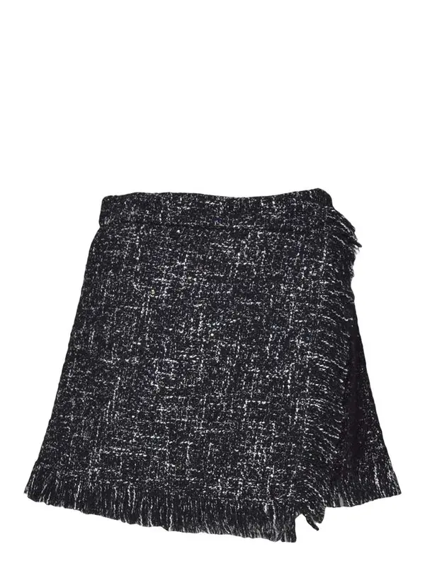 MSGM Tweed Fringe Skirt - Nero