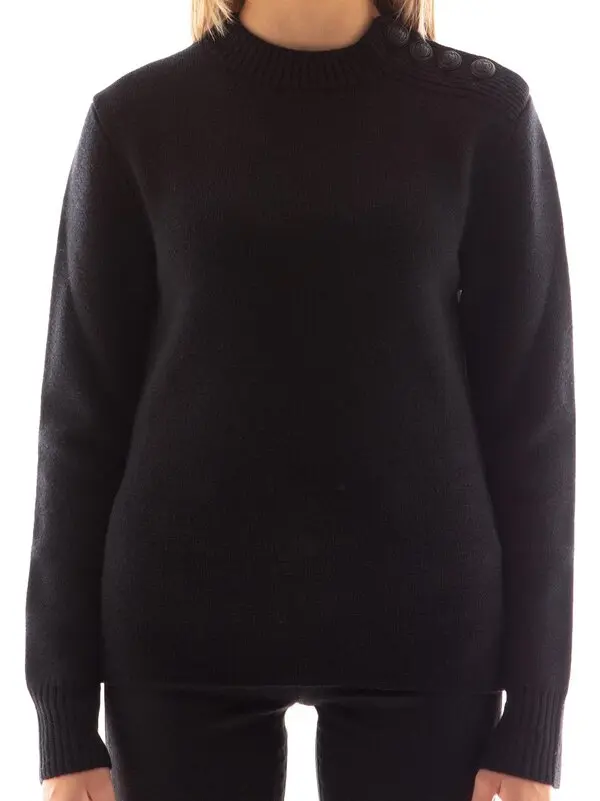 Rabanne Button Detailed High Neck Pullover - Nero