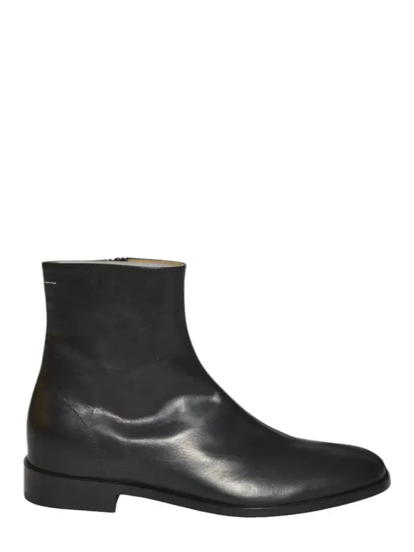 MAISON MARGIELA Black Leather Ankle Boots - Nero