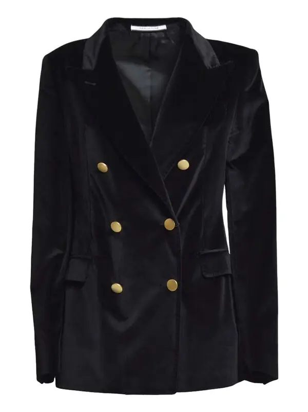 Tagliatore Black Velvet Double Breasted Blazer - Nero