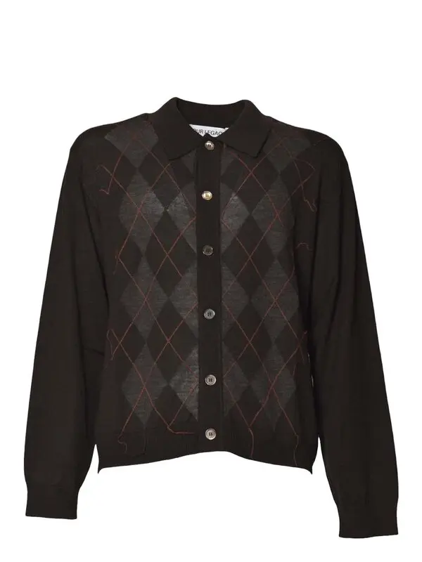 Our Legacy Argyle Patterned Collared Sweater - Marrone