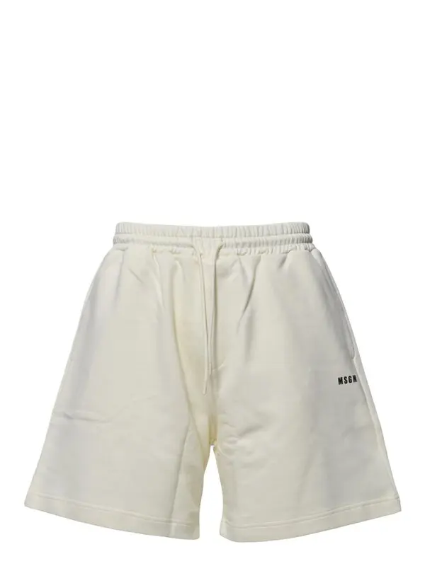 MSGM Cotton Drawstring Shorts - Panna