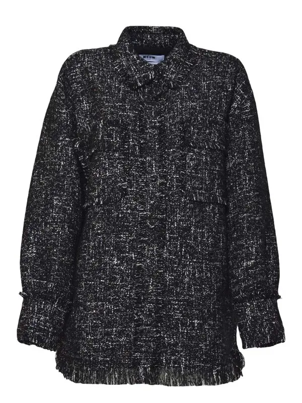 MSGM Embellished Tweed Shirt - Nero