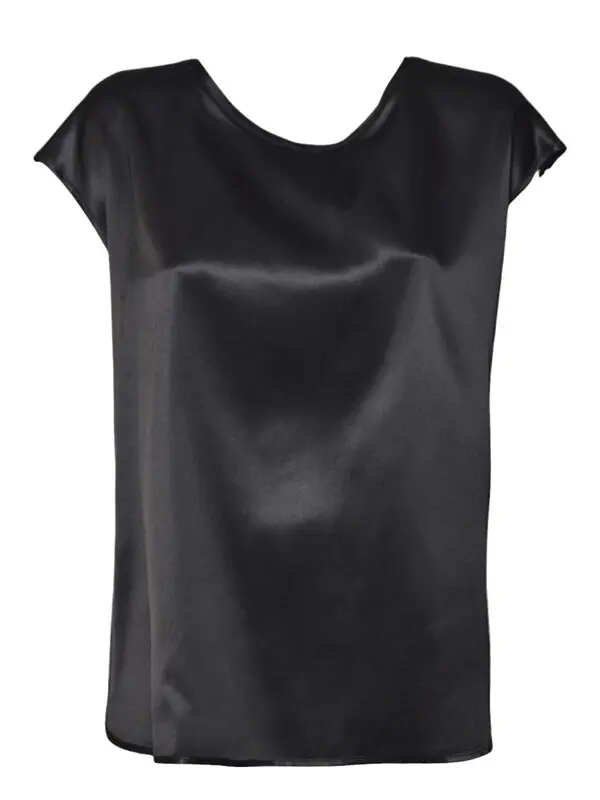 SOLOTRE Cap Sleeve Draped Top - Nero