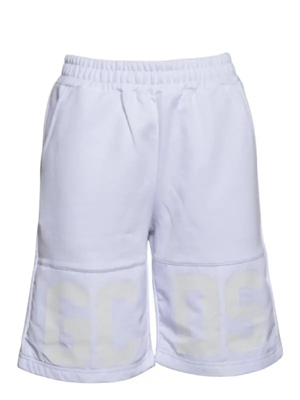 Gcds Athletic Shorts With Logo Detail - Bianco/bianco