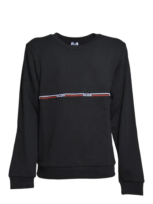 Gcds Black Sweater With Striped Detail - Nero