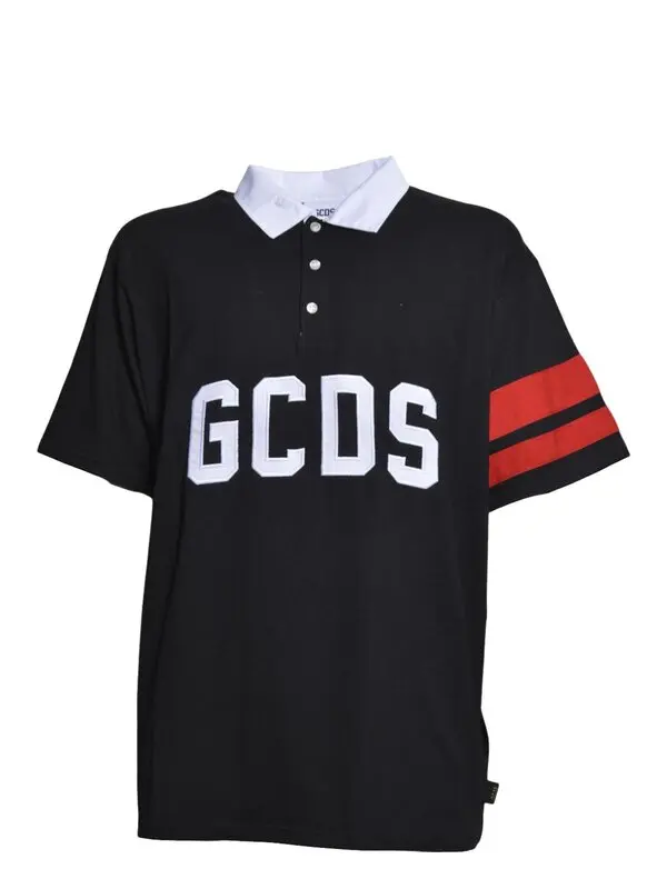 Gcds Logo Embellished Polo Shirt - Nero/bianco
