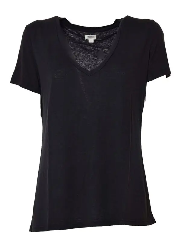 L'Agence Black V-neck T-shirt - Nero