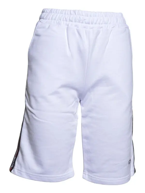 Gcds Elasticated Waistband Shorts With Side Stripe Detail - Bianco/nero