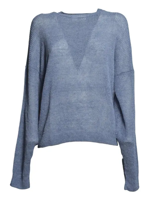 SOLOTRE Textured Long Sleeve Sweater - Azzurro
