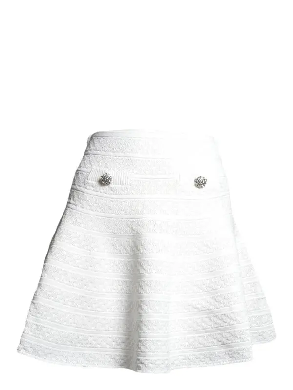 SELF-PORTRAIT Textured Mini Skirt - Bianco
