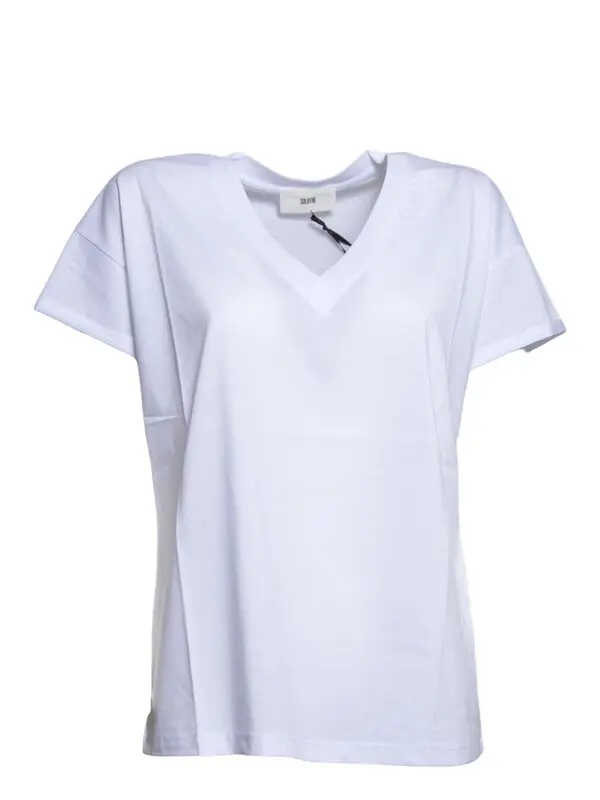 SOLOTRE V-neck T-shirt - Panna