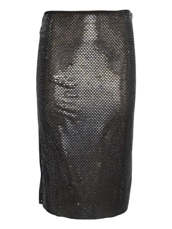 SELF-PORTRAIT Sequined Midi Skirt - Nero