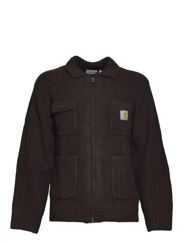 Carhartt Work In Progress Textured Knit Zip-up Jacket - Marrone