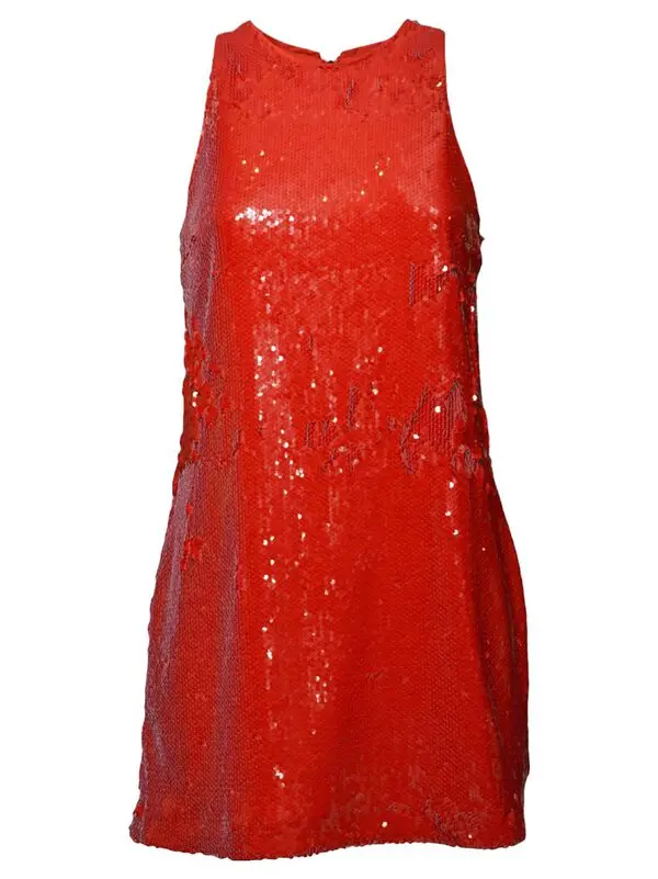 MSGM Embellished Sequined Mini Dress - Rosso