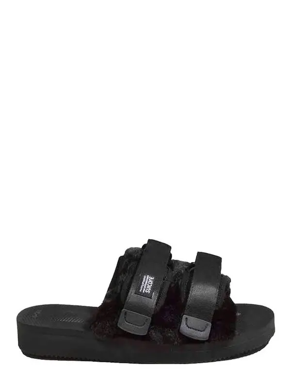 Suicoke Sandals With Fur Lining And Platform Sole - Nero