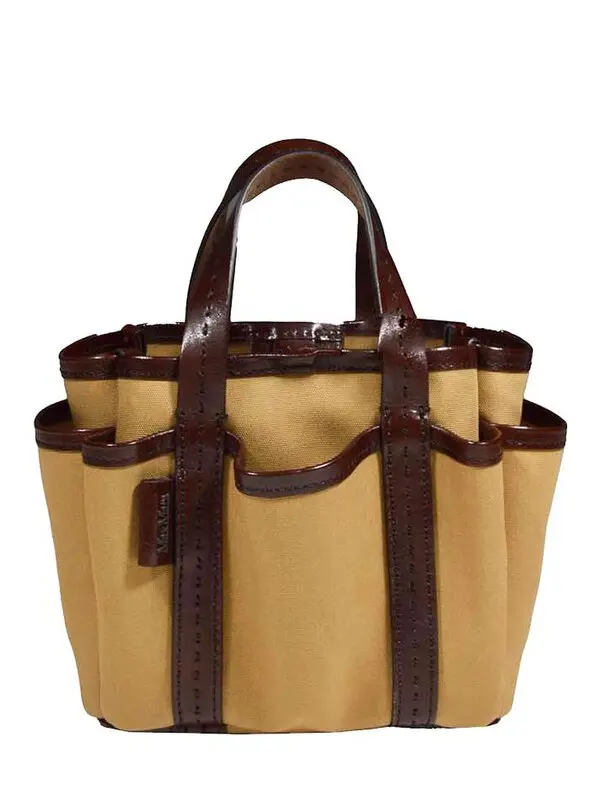 Max Mara Canvas And Leather Top Handle Bag - Cuoio