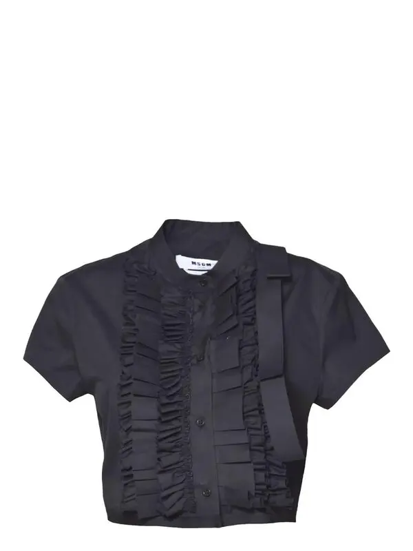MSGM Black Ruffled Shirt - Nero