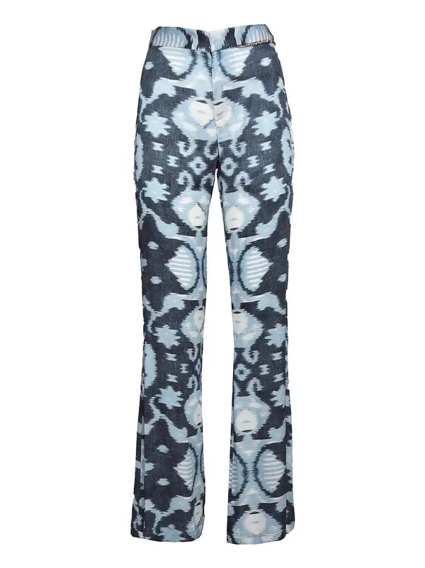 BAZAR DELUXE Abstract Patterned Viscose Trousers - Blu