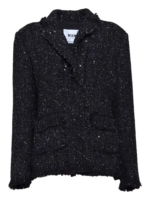 MSGM Embellished Textured Jacket - Nero