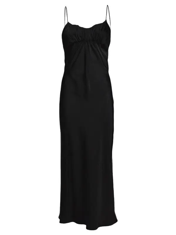 JIL SANDER Black Maxi Dress With Spaghetti Straps And Ruched Bodice - Nero