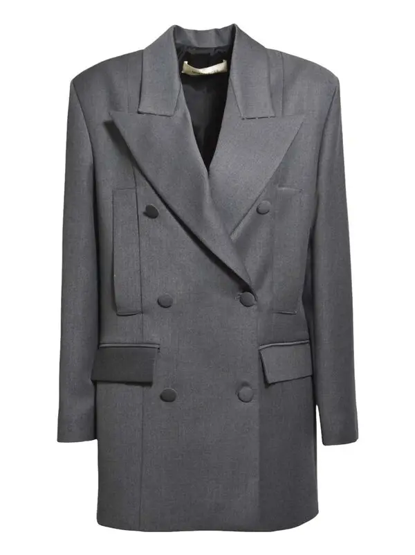 NINEMINUTES Double Breasted Tailored Coat - Grigio