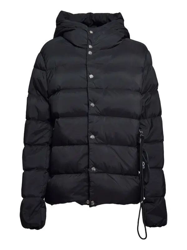 OOSY Down Puffer Jacket With Drawstring Detail - Nero