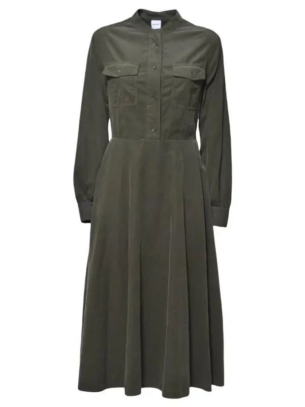 Aspesi Mandarin Collar Shirt Dress - Verde