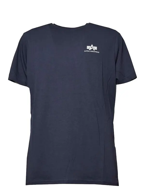 Alpha Industries V-neck T-shirt With Logo Detail - Blu
