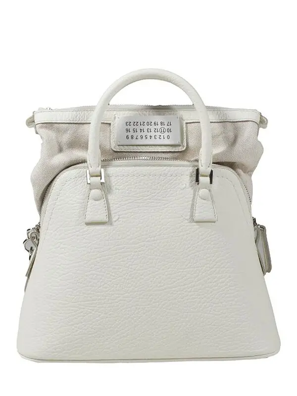 MAISON MARGIELA Hammered Effect Leather Medium Shoulder Bag - Bianco