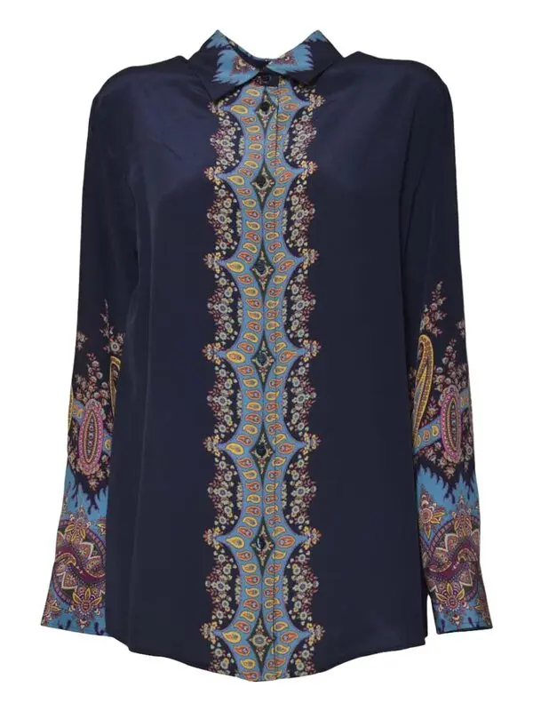 Etro Paisley Print Silk Shirt - Blu