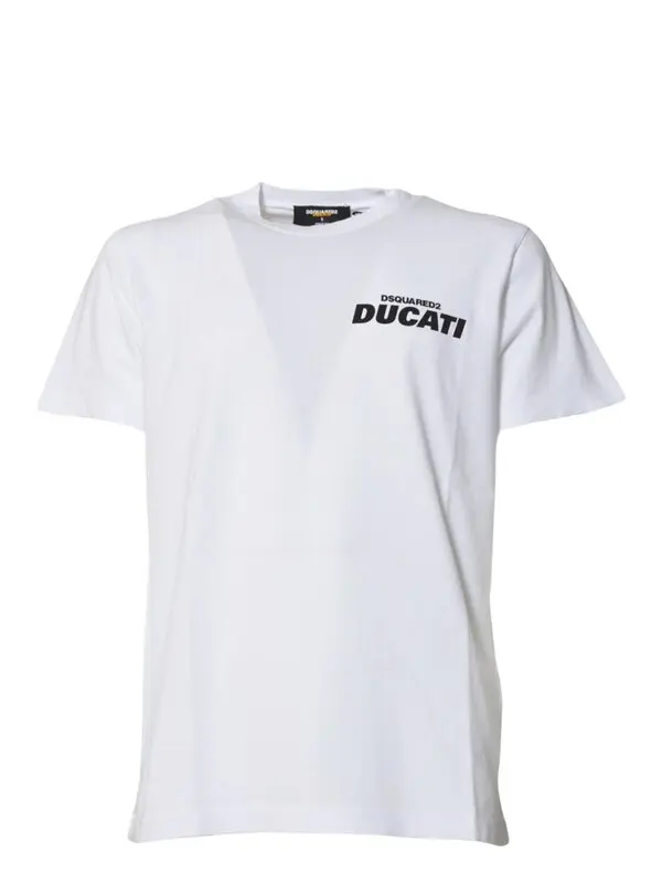 Dsquared2 White Cotton T-shirt With Ducati Logo - Bianco