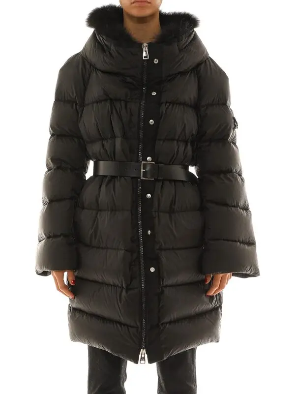 Ermanno Scervino Padded Down Coat With Fur Trim - Nero