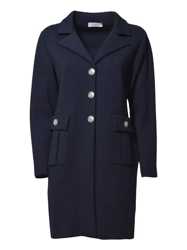 CHARLOTT Navy Tailored Coat With Metal Trims - Blu