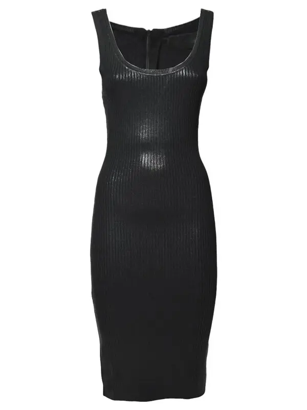 Dsquared2 Ribbed Knit Midi Dress With Zipper Detail - Nero