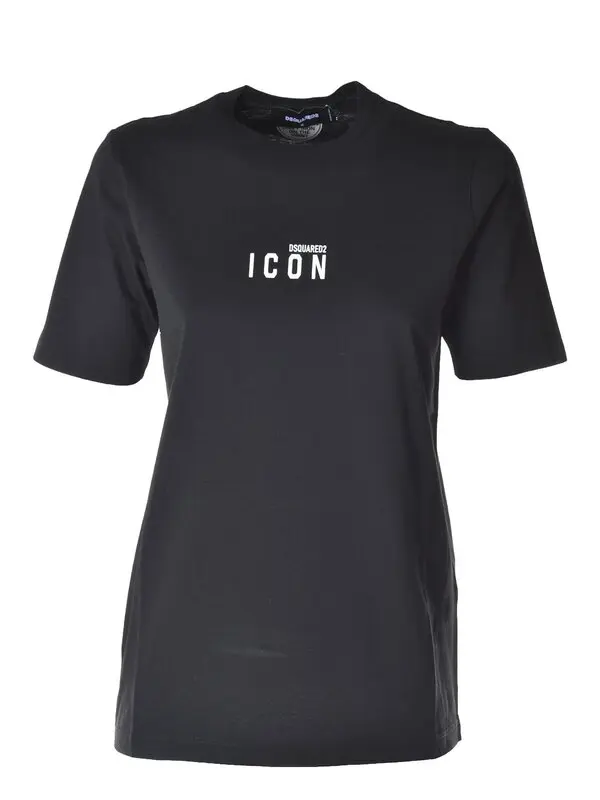 Dsquared2 Black Cotton 'icon' Print Logo T-shirt - Nero