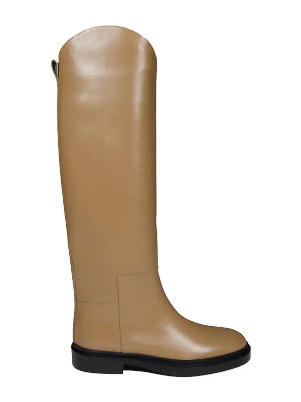 JIL SANDER Knee-high Boots In Shiny Cowhide Leather - Cammello