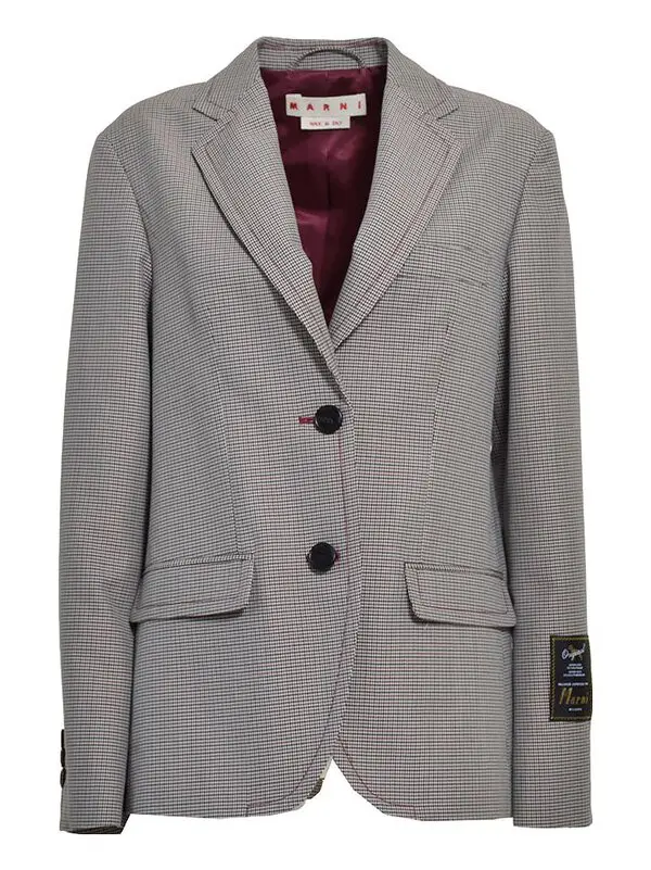 Marni Single-breasted Houndstooth Blazer - Multicolour