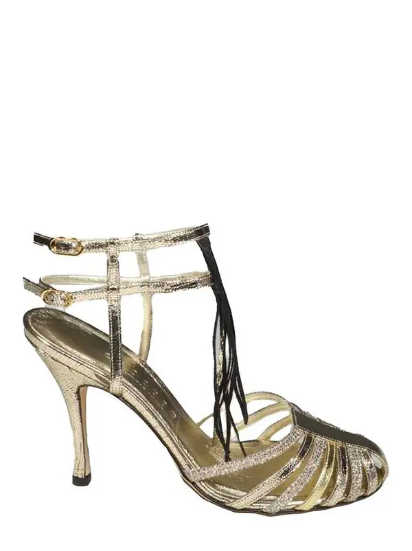 CABECEO Braided Cage Stiletto Sandals - Oro/argento